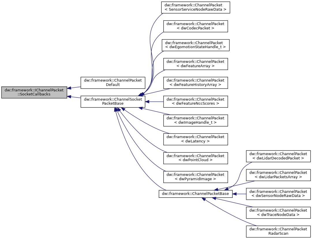 Compute Graph Framework SDK Reference: dw::framework::IChannelPacket::SocketCallbacks Class ...