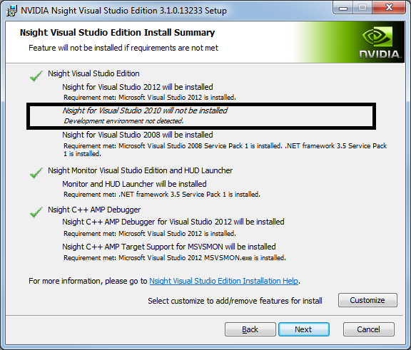 Install Nsight Visual Studio Edition